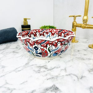 Round Modern Ceramic Basin Bowl for Bathroom Vanity Centerpiece - Hand ...