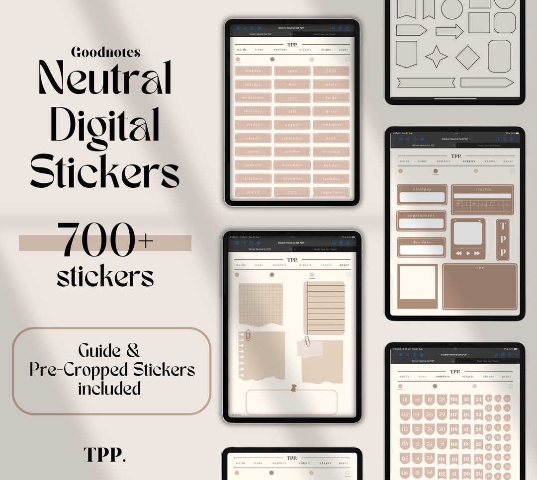 Goodnotes Neutral Sticker Set | 700+ Digital Stickers, iPad Journaling ...