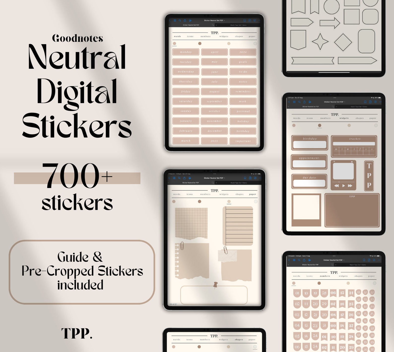 Goodnotes Neutral Sticker Set | 700+ Digital Stickers, iPad Journaling ...
