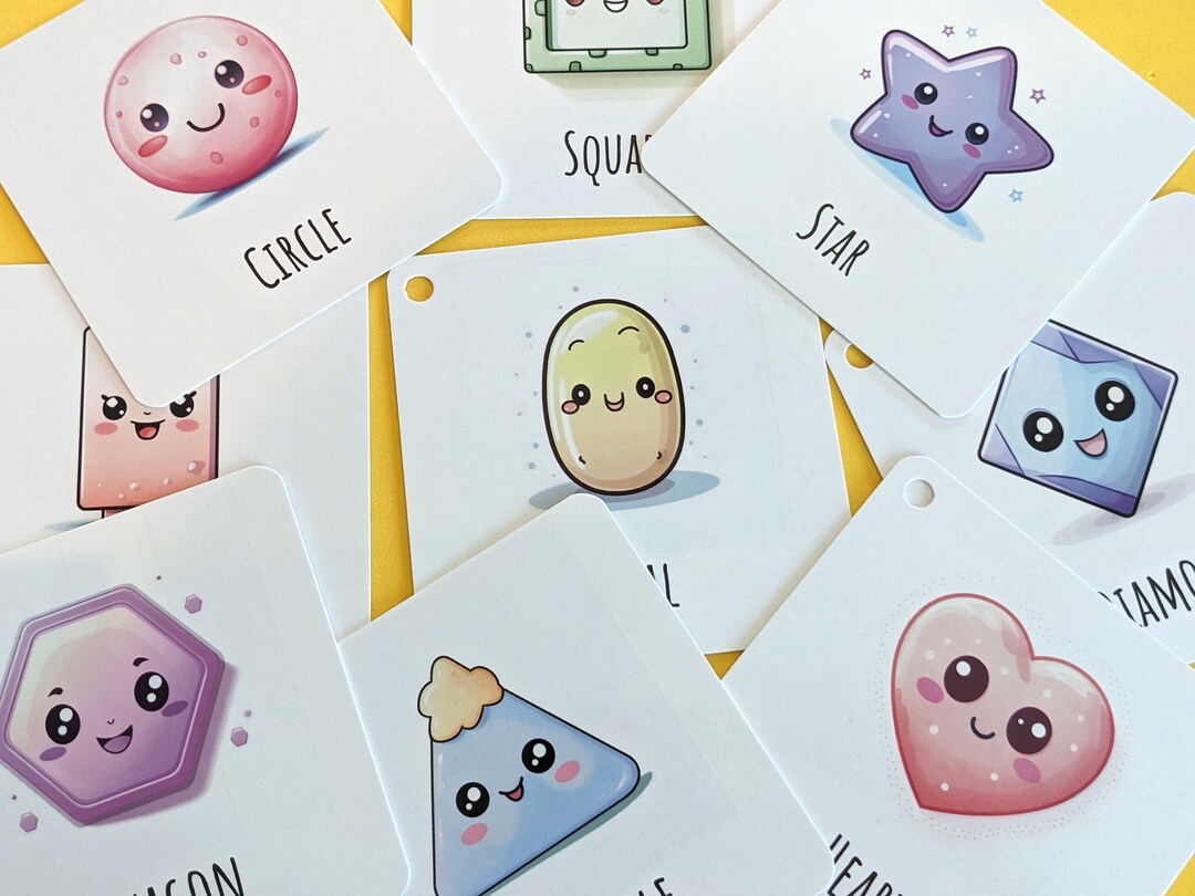 PRINTED Shapes Flashcards, Flashcards for Kids, Preschool Activity ...