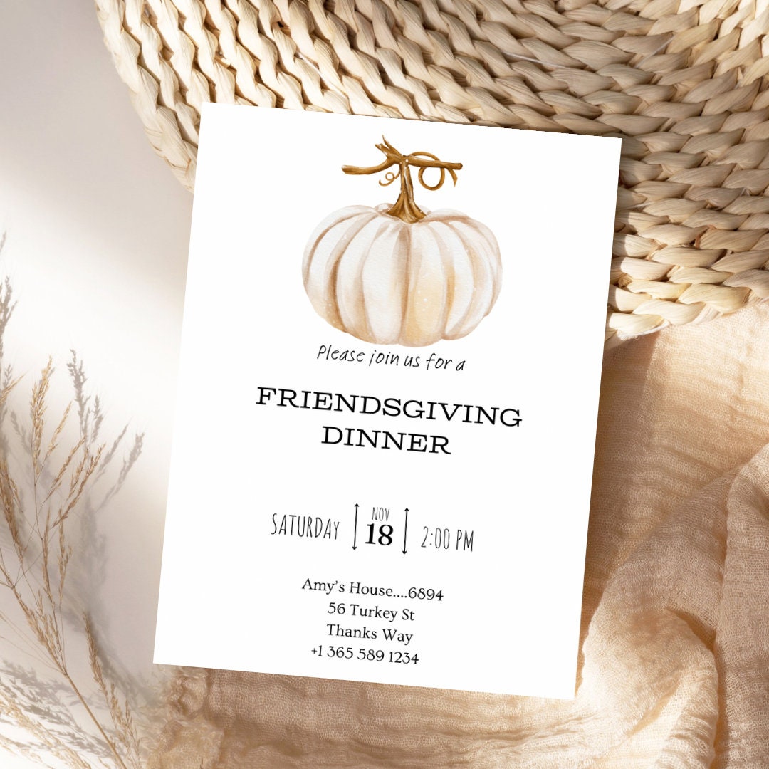 Thanksgiving Menu, Editable Invitation, Friendsgiving Menu, Editable ...
