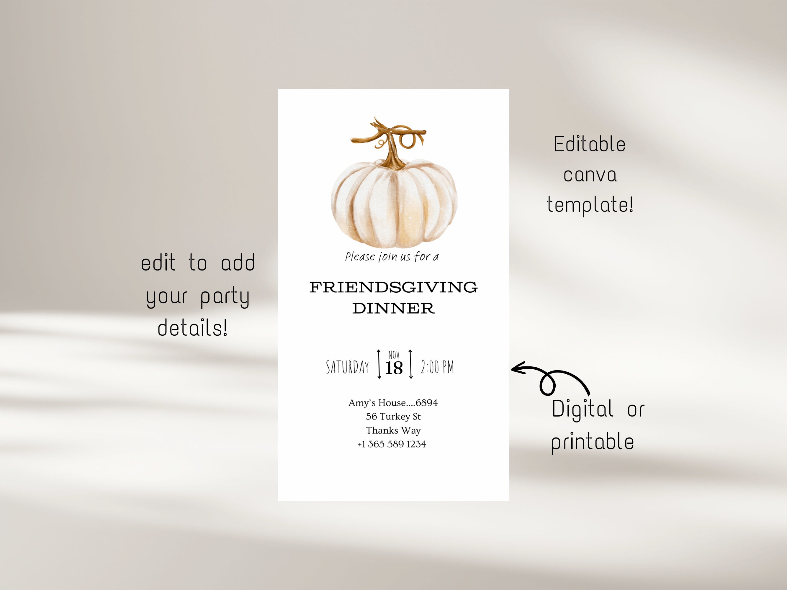 Thanksgiving Menu, Editable Invitation, Friendsgiving Menu, Editable ...