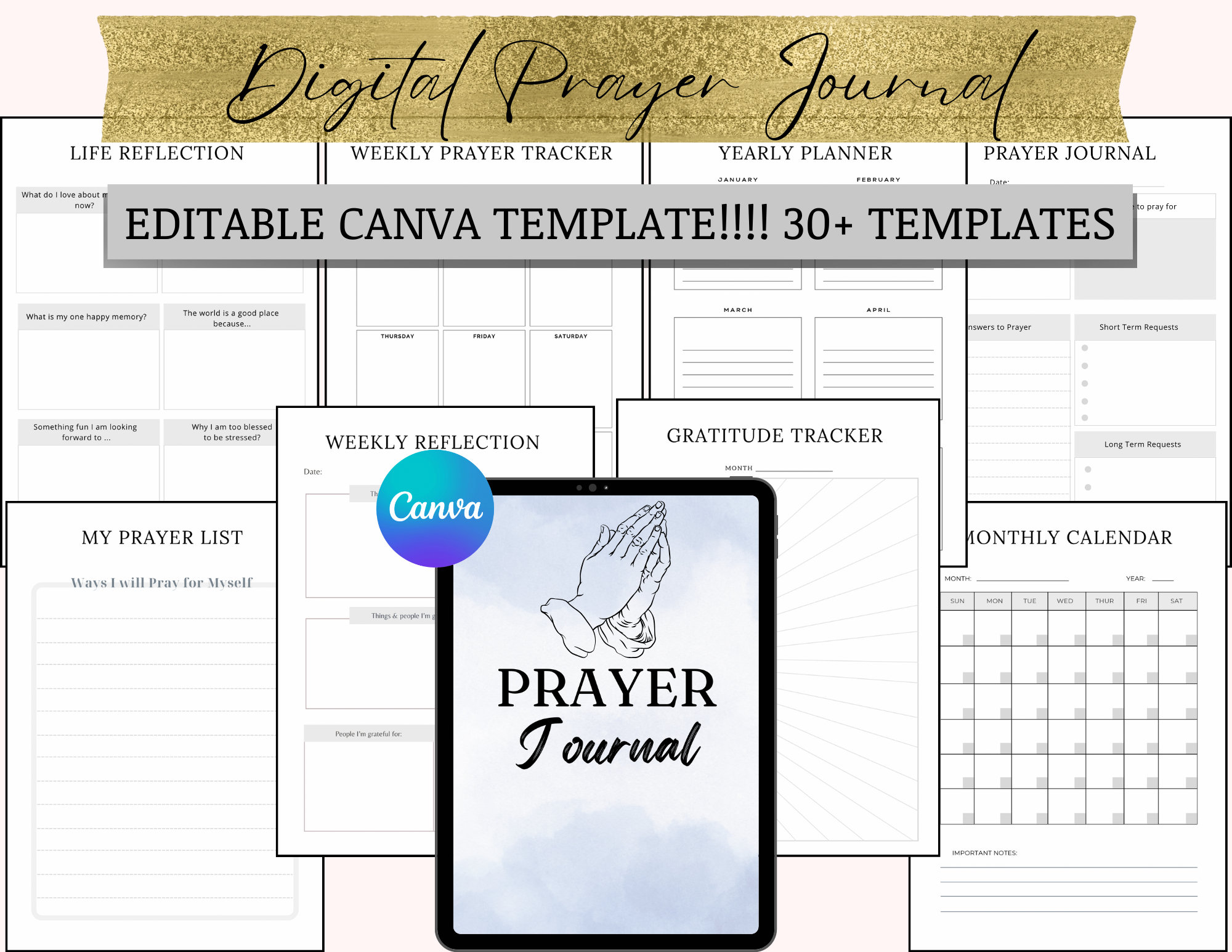 Prayer Journal Printable, Reflection Notes, Daily Prayer Planner ...