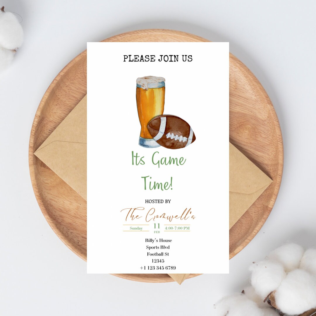 Editable Football Game Invitation, Football Championship Party ...