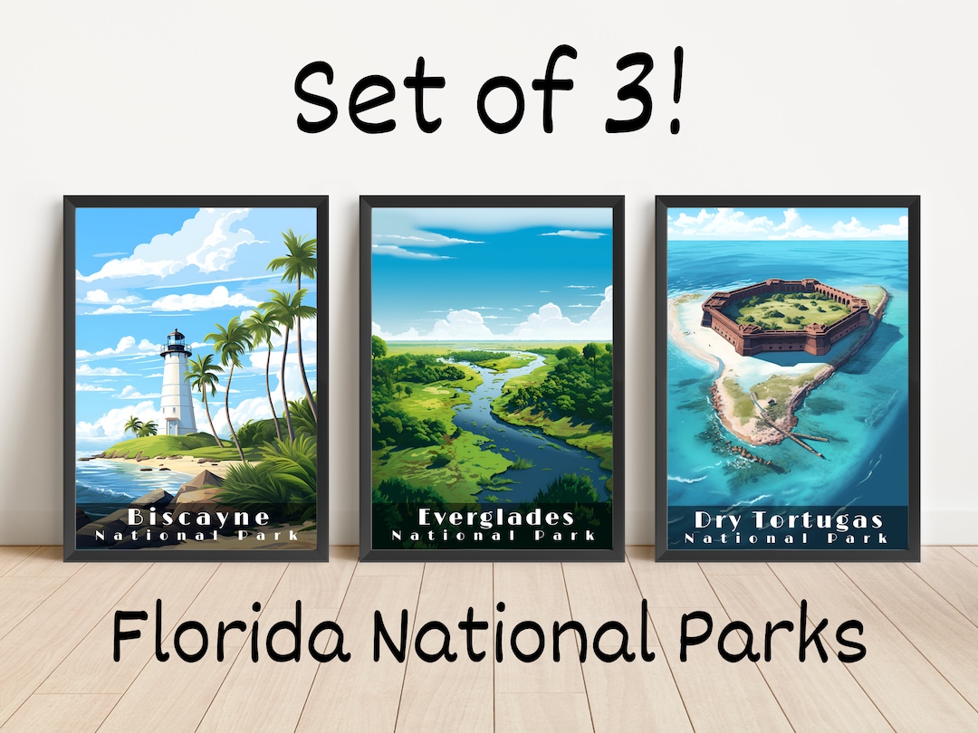 Florida National Parks Posters Set of 3 Florida Posters Prints Living ...