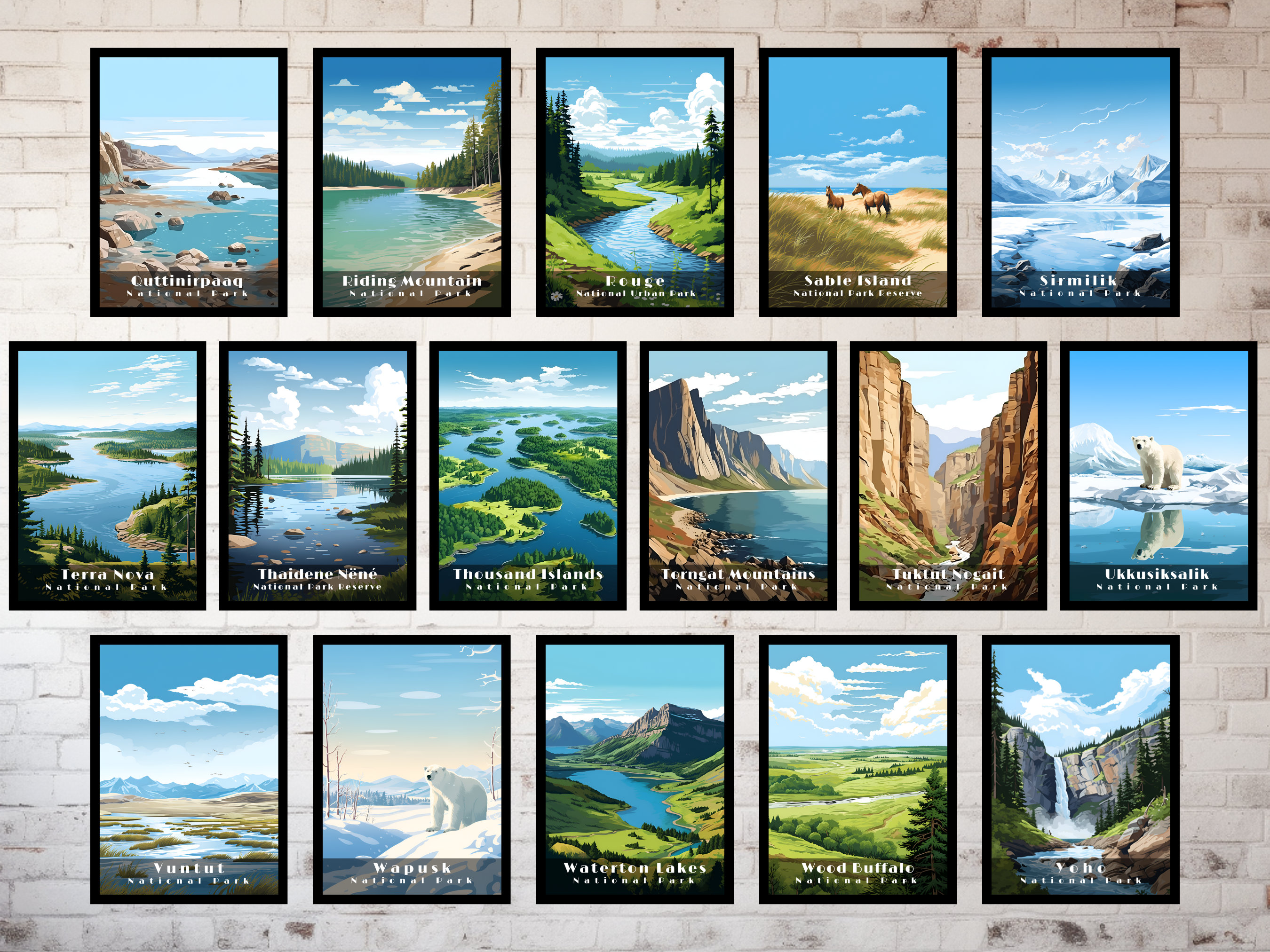Canadian National Park Poster Set of 48 Vintage Retro Posters Parks ...