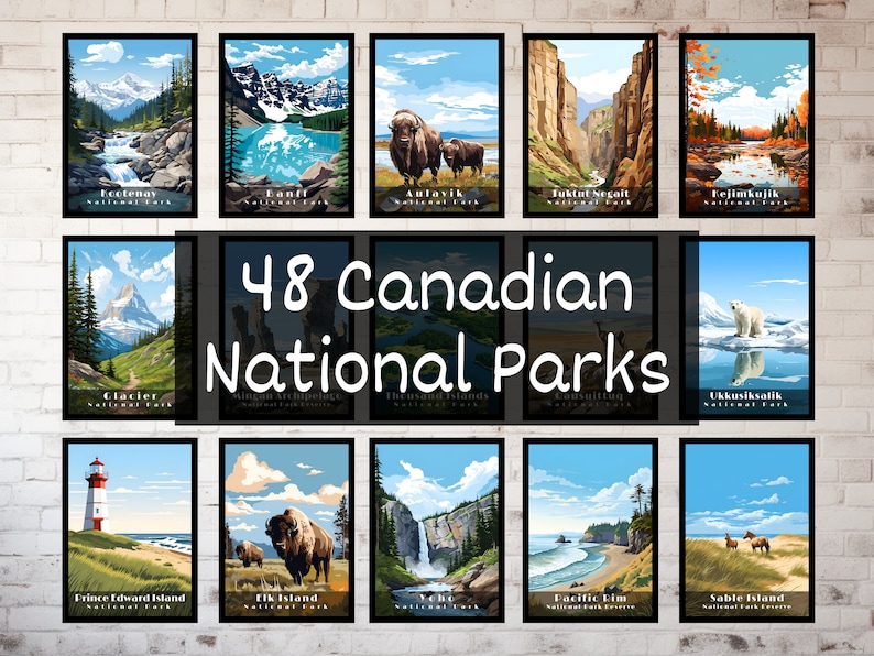 Canadian National Park Poster Set of 48 Vintage Retro Posters Parks ...