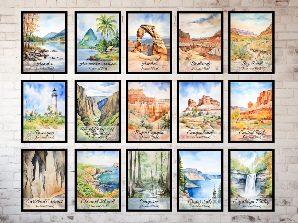 US National Parks Posters Set of All 63 National Parks - Etsy