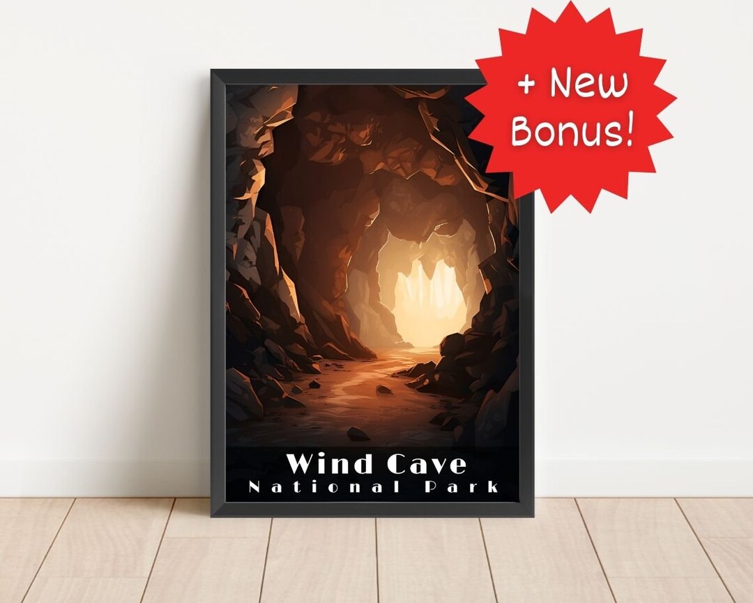 Wind Cave National Park Poster Wall Art Travel Poster National Park ...