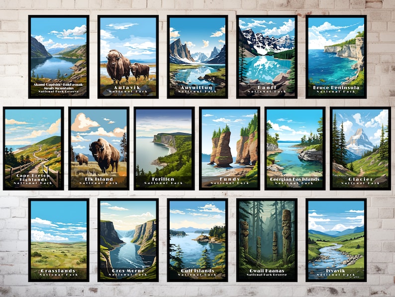 Canadian National Park Poster Set of 48 Vintage Retro Posters Parks ...
