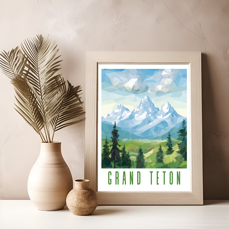 Grand Teton National Park Poster Wyoming Travel Wall Art - Etsy