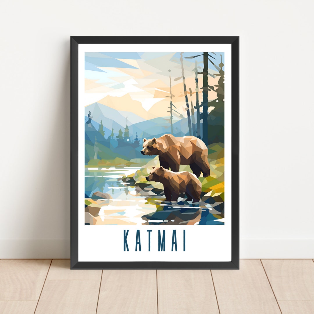 Katmai National Park Poster Alaska Travel Wall Art Digital Download ...