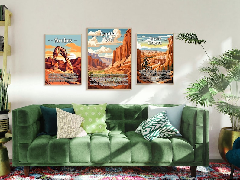 Utah National Parks Posters Set of 5 Prints Vintage Gallery Wall Art ...
