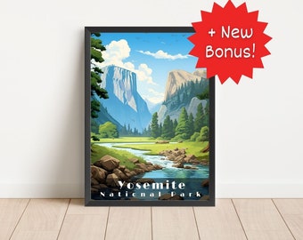 Yosemite Watercolor Painting National Park Poster Travel Watercolor ...