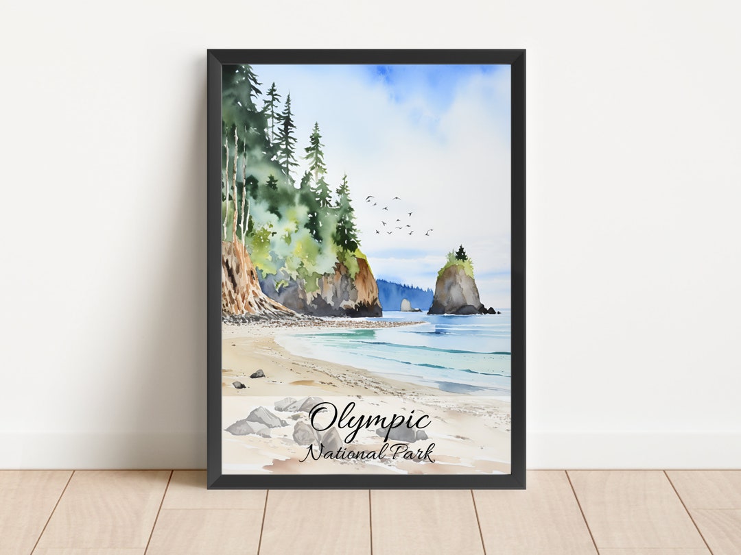 Olympic Watercolor Painting National Park Poster Travel Watercolor ...