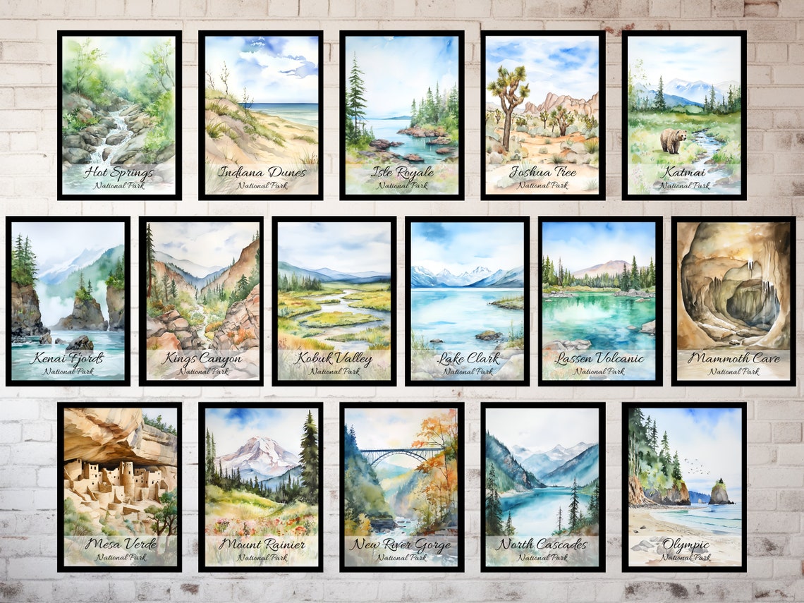 US National Parks Posters Set of All 63 National Parks - Etsy