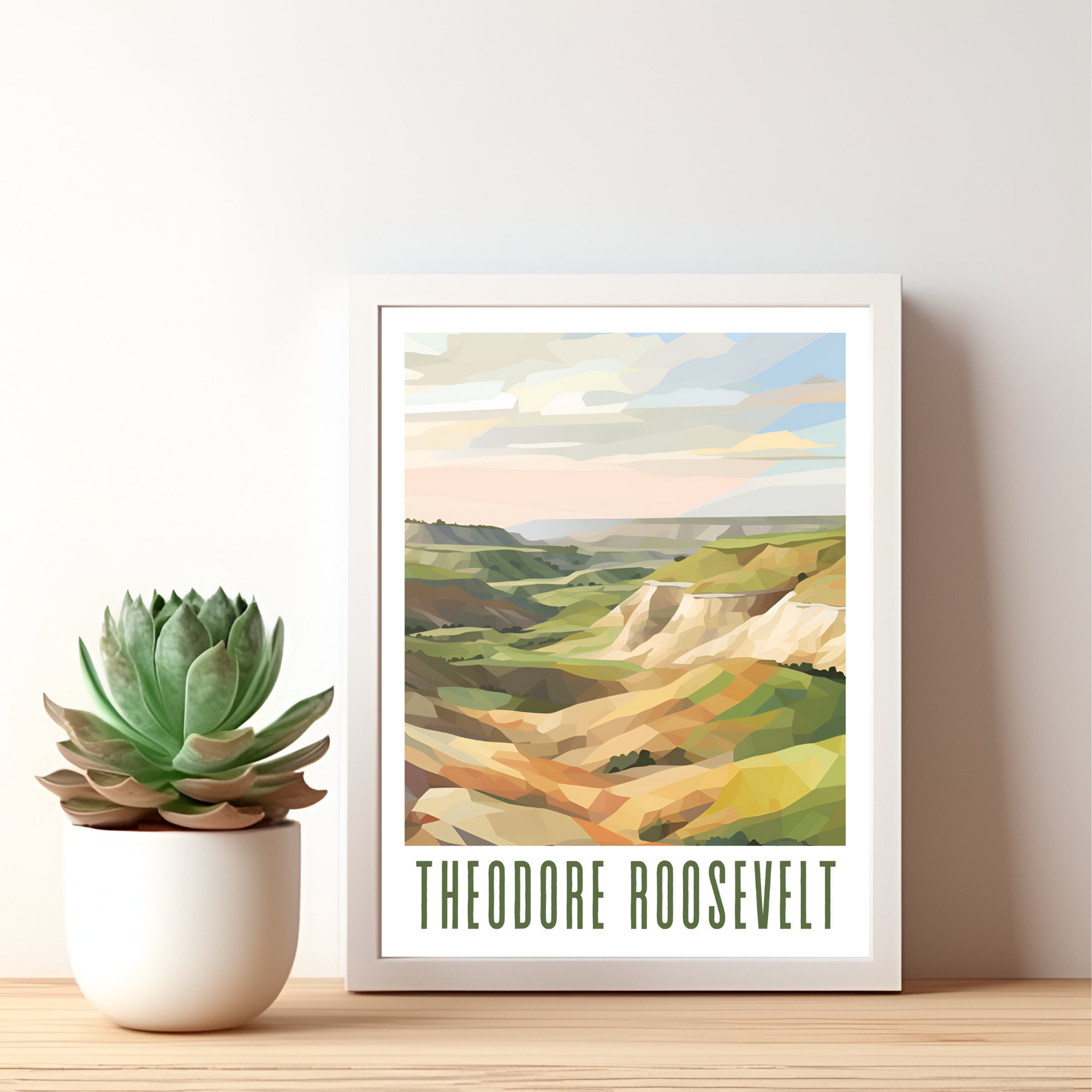 Theodore Roosevelt National Park Poster South Dakota Travel Wall Art ...