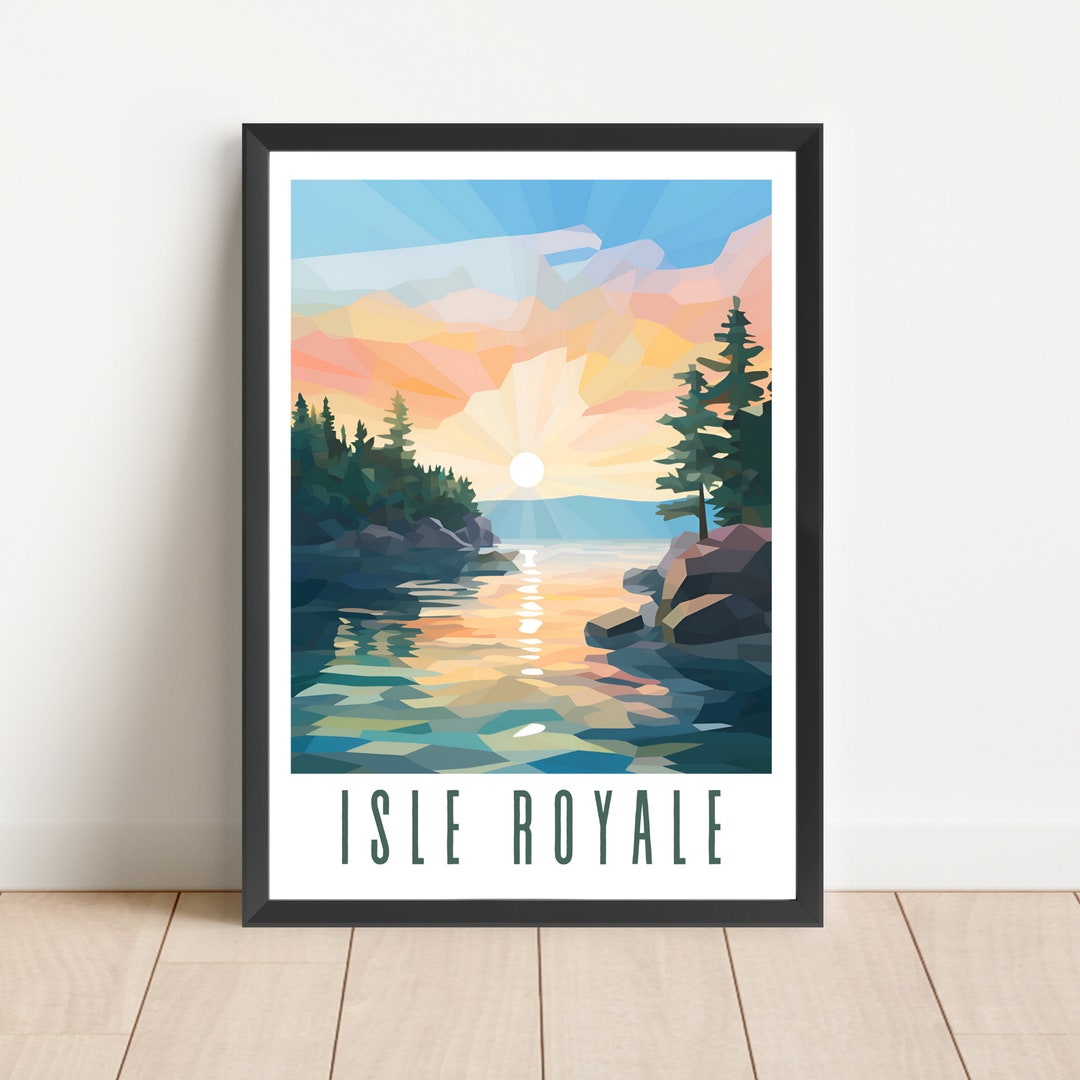 Isle Royale National Park Poster Michigan Travel Wall Art Digital ...