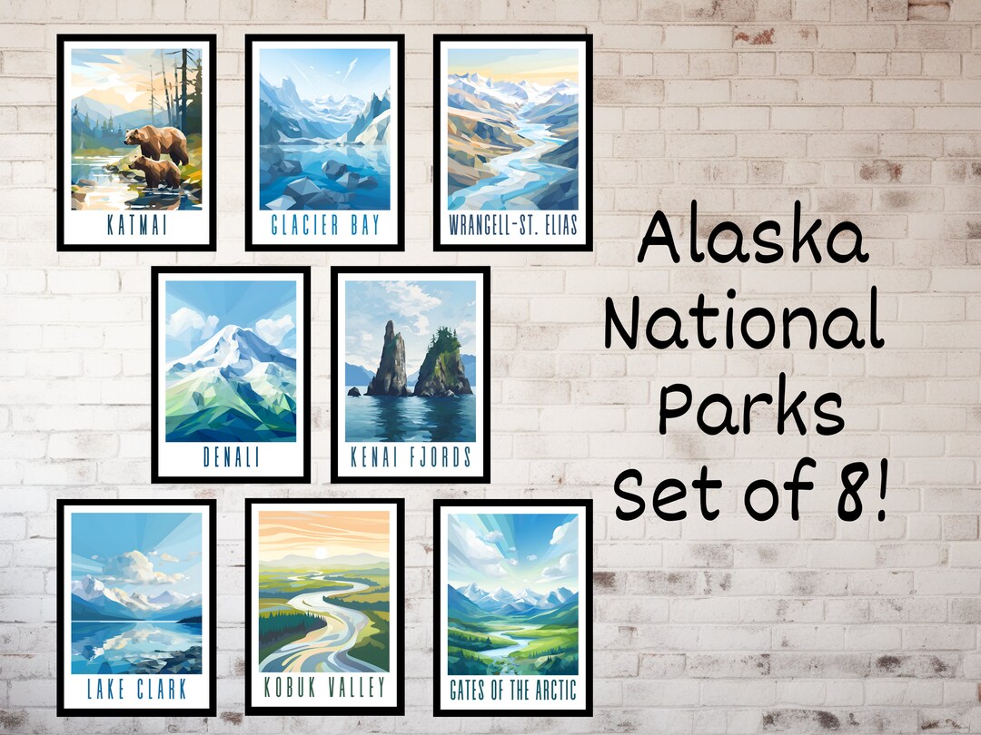 Alaska National Parks Posters Set of 8 Prints Gallery Wall Art Digital ...