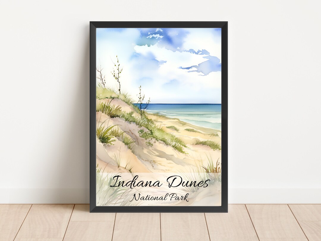 Indiana Dunes Watercolor Painting: National Park Travel Poster (digital ...