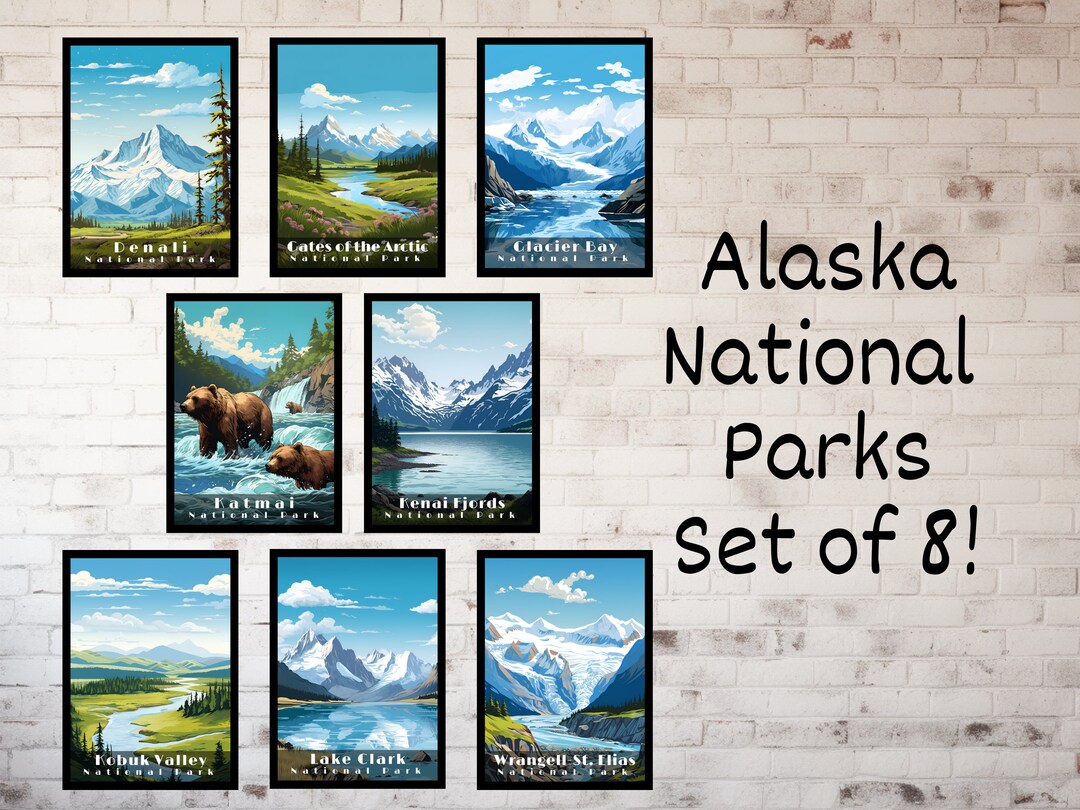 Alaska National Parks Posters Set of 2 Alaska Posters Prints Living ...