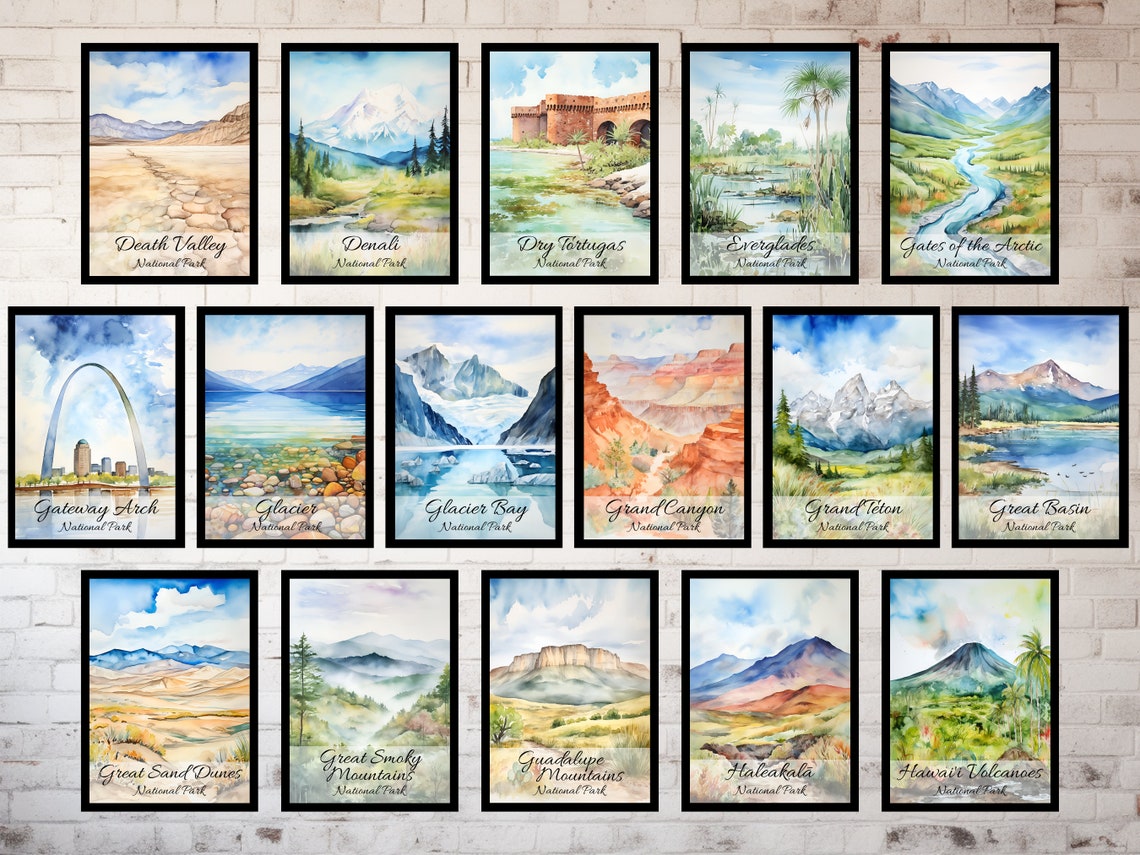 US National Parks Posters Set of All 63 National Parks - Etsy