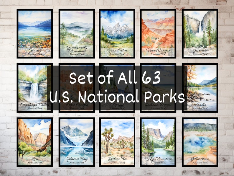 US National Parks Posters Set of All 63 National Parks - Etsy