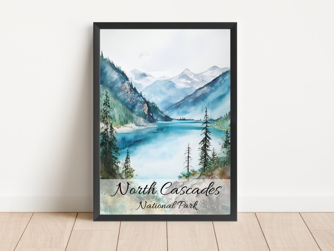 North Cascades Watercolor Painting National Park Travel Watercolor ...