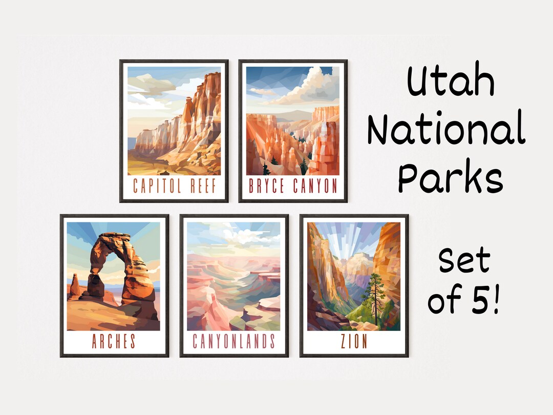 Utah National Parks Posters Set of 5 Prints Gallery Wall Art Digital ...
