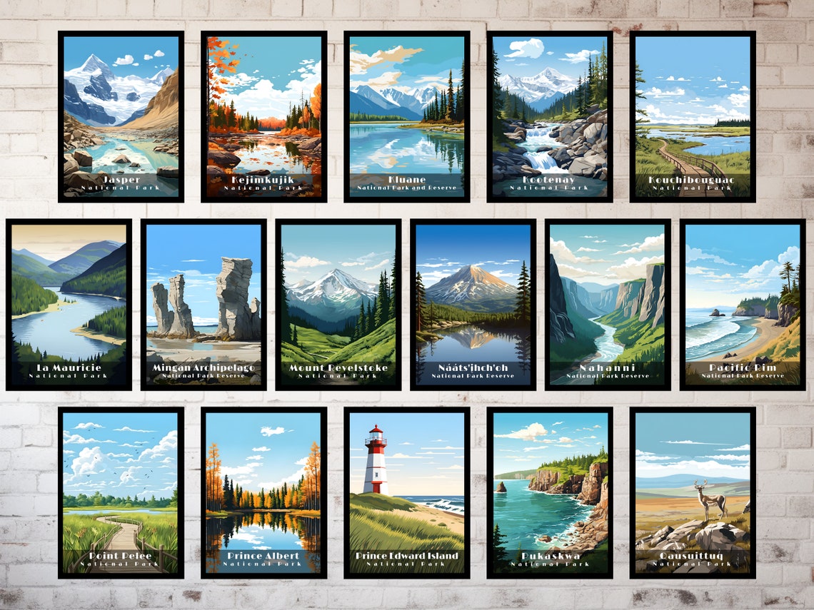 Canadian National Park Posters: Vintage Travel Art Prints (digital ...