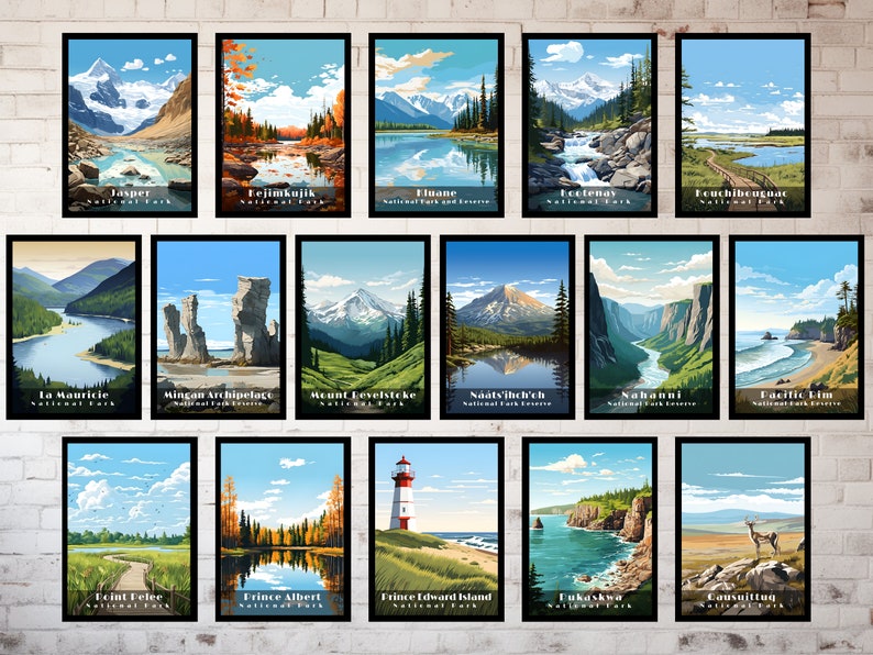 Canadian National Park Poster Set of 48 Vintage Retro Posters Parks ...