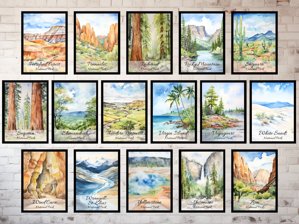 US National Parks Posters Set of All 63 National Parks - Etsy