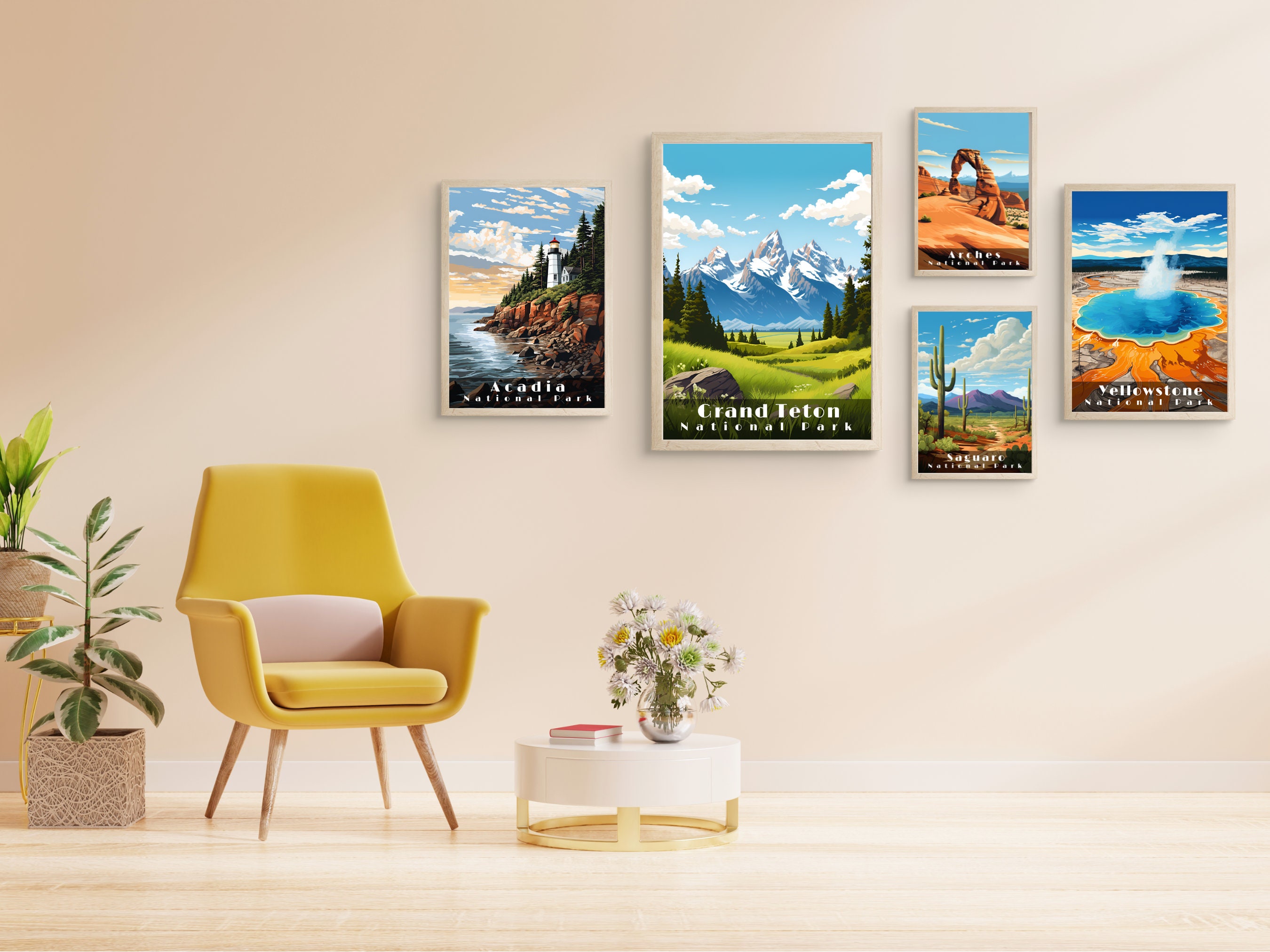 Grand Teton National Park Poster Wall Art Travel Poster National Park ...