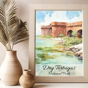 Dry Tortugas Watercolor Painting National Park Poster Travel Watercolor ...