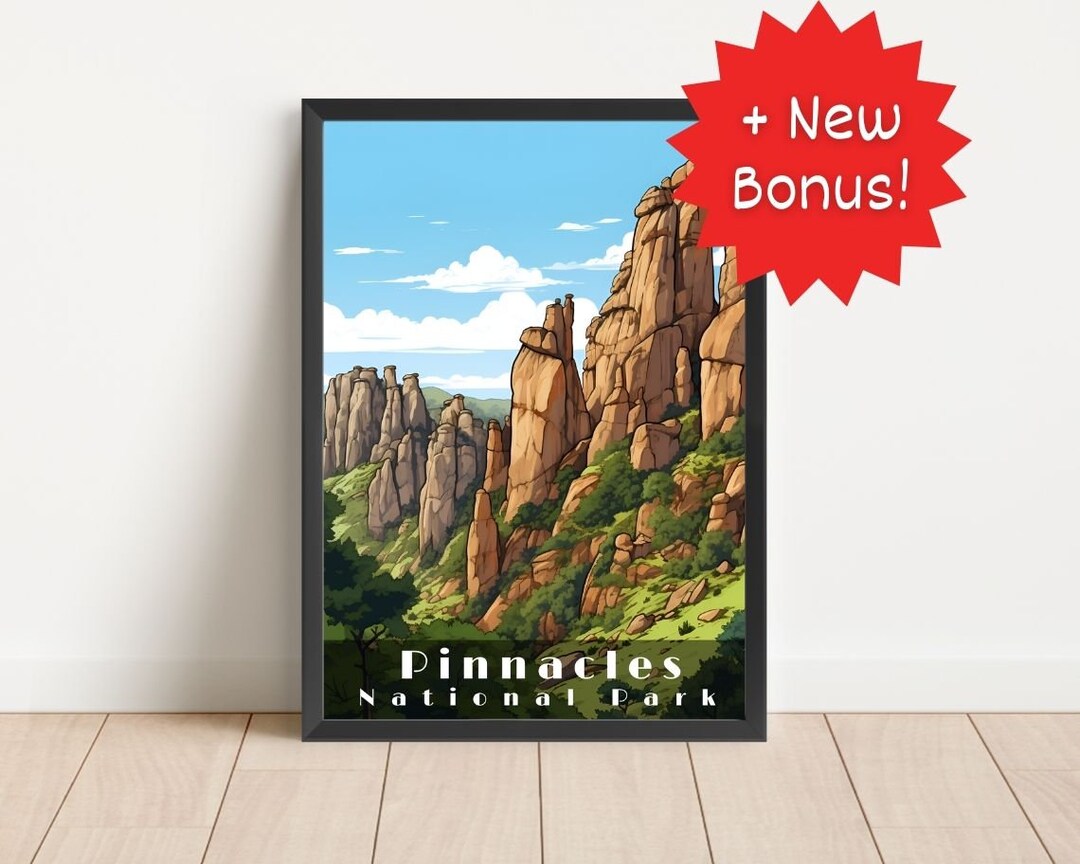 Pinnacles National Park Poster Wall Art Travel Poster National Park ...