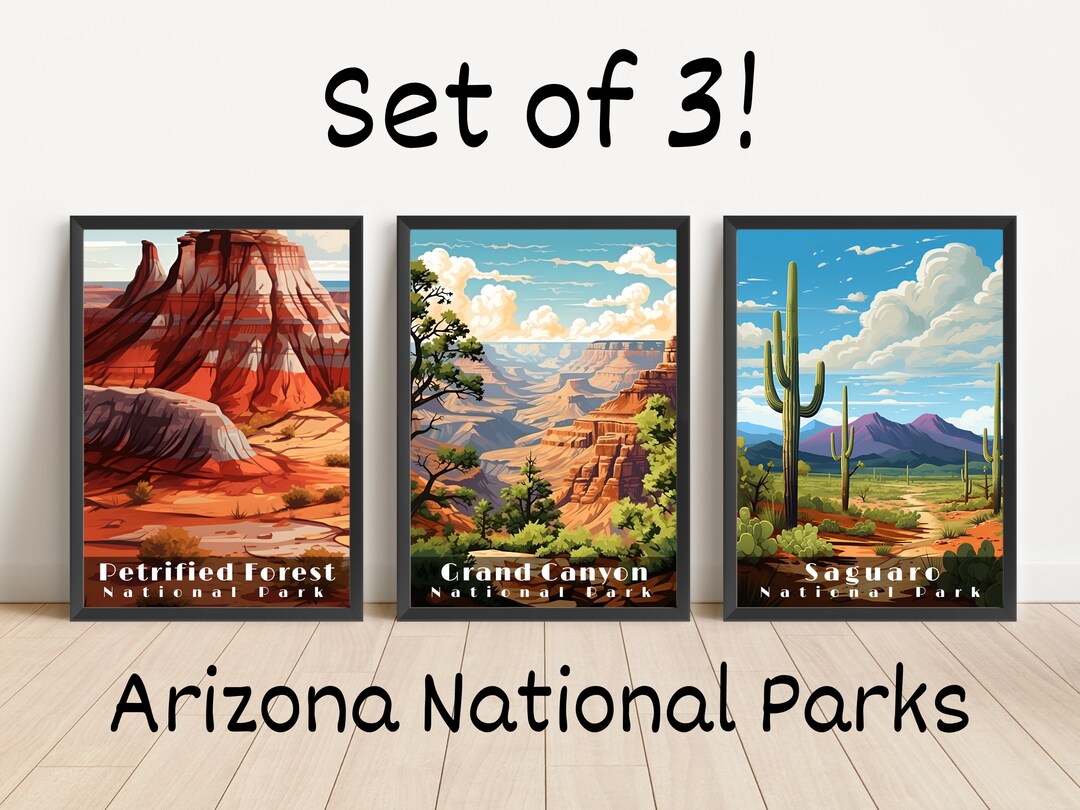 Arizona National Parks Poster Set: Grand Canyon, Saguaro, Petrified ...