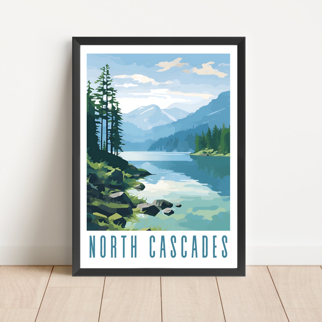 North Cascades National Park Poster Washington Travel Wall Art Digital ...