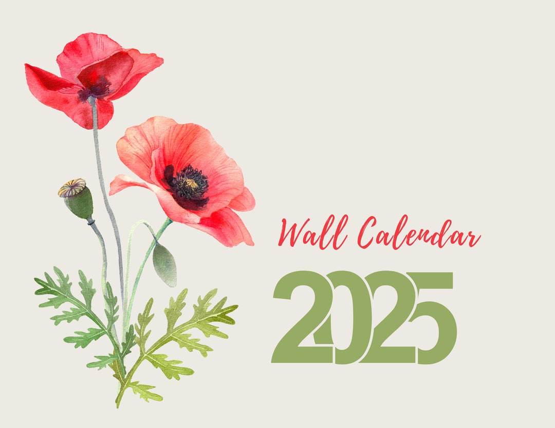 Printable 2024 Wall Calendar for the Love of Poppies - Etsy