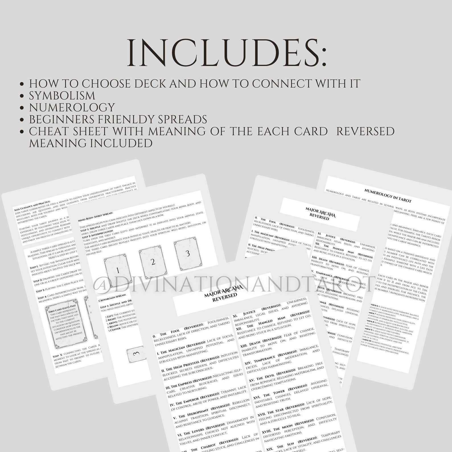Printable A4/A5 Tarot Journal, Tarot Guidance With Tarot Cards Keywords ...