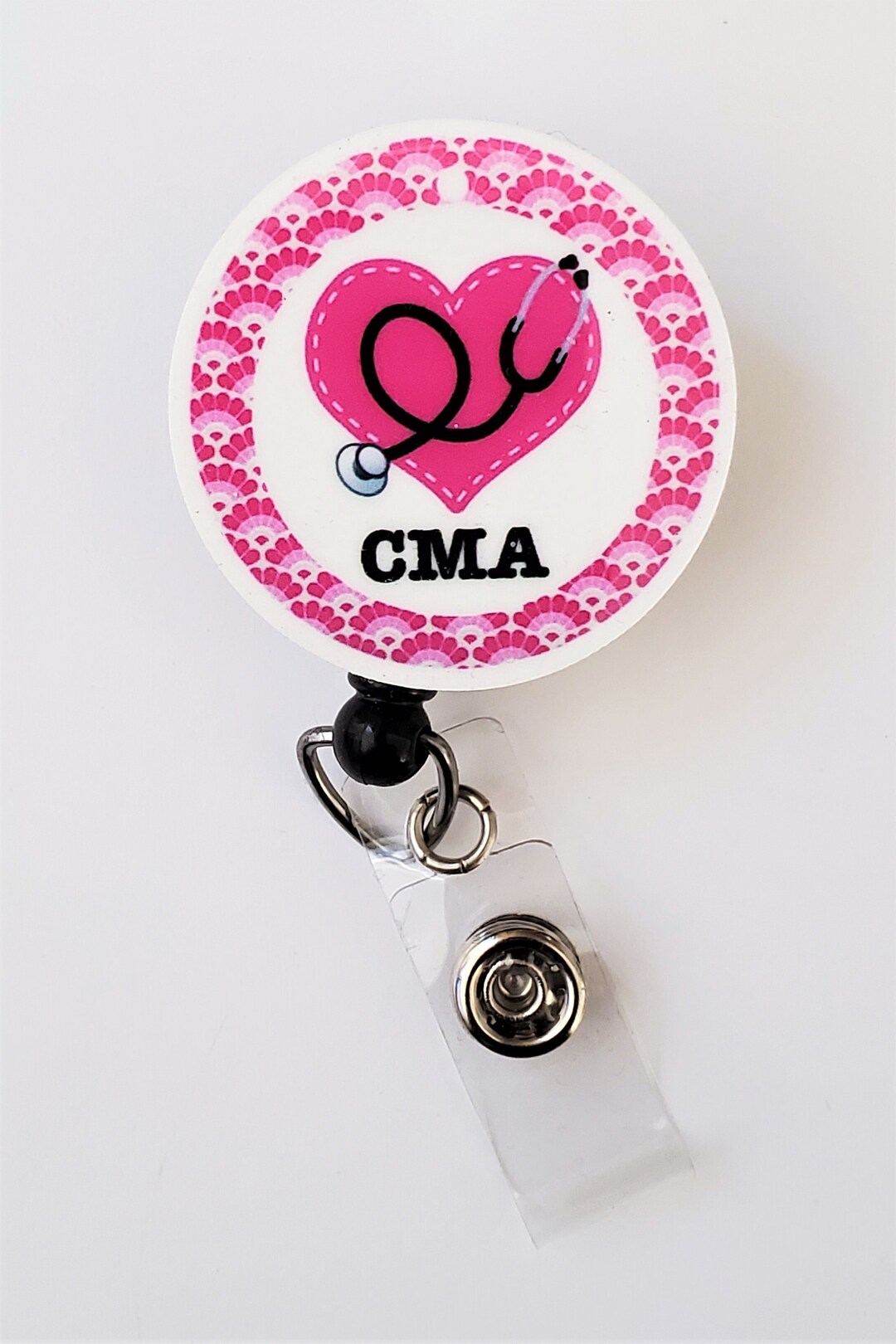 CMA Badge Reel, Pink Heart Stethoscope, Breakaway Lanyard - Etsy