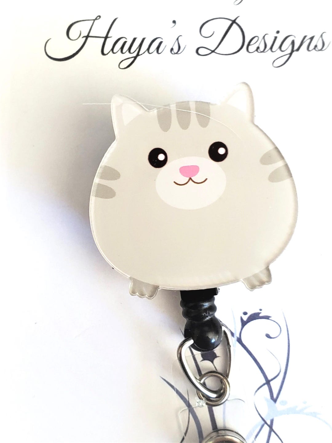 Gray Tabby Cat Badge Reel | Gift | ID Badge | Badge Reels | Vet Tech ...
