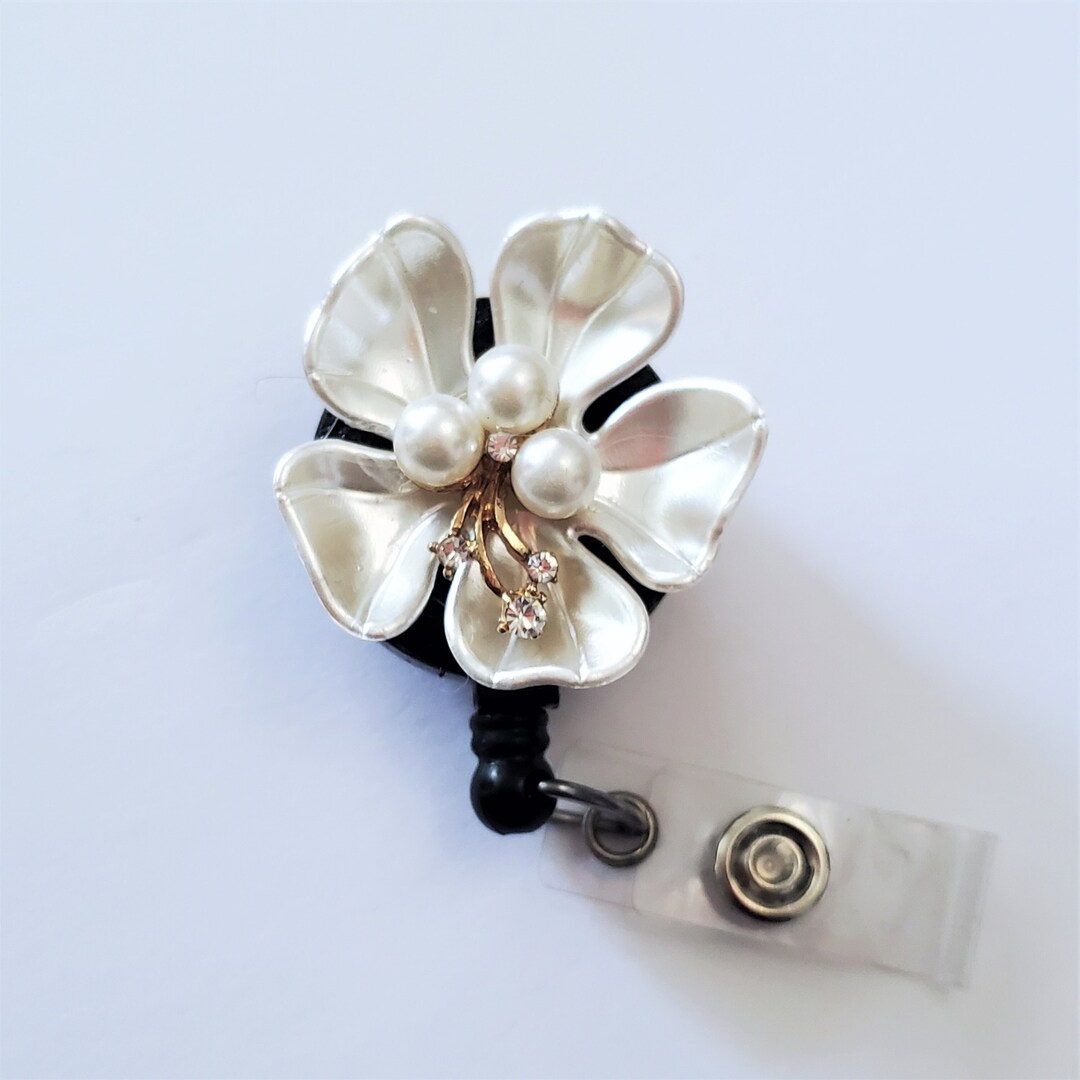 Magnolia Floral Badge Reel | Gift | Nurse Gift | ID Badge | Teacher ...