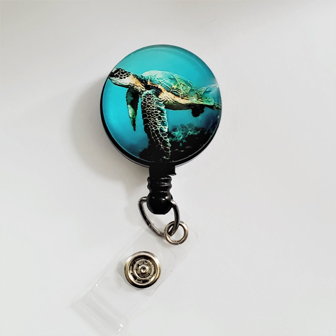 Sea Turtle Badge Reel | Gift | Nurse Gift | ID Badge | Lanyard Reel ...