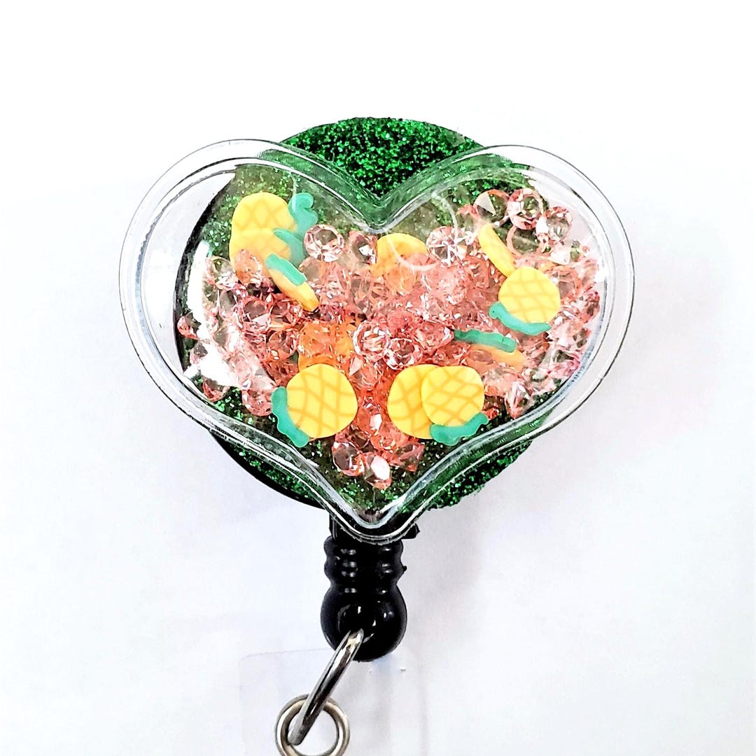 Pineapple Shaker Badge Reel: Fruit Confetti ID Tag - Etsy