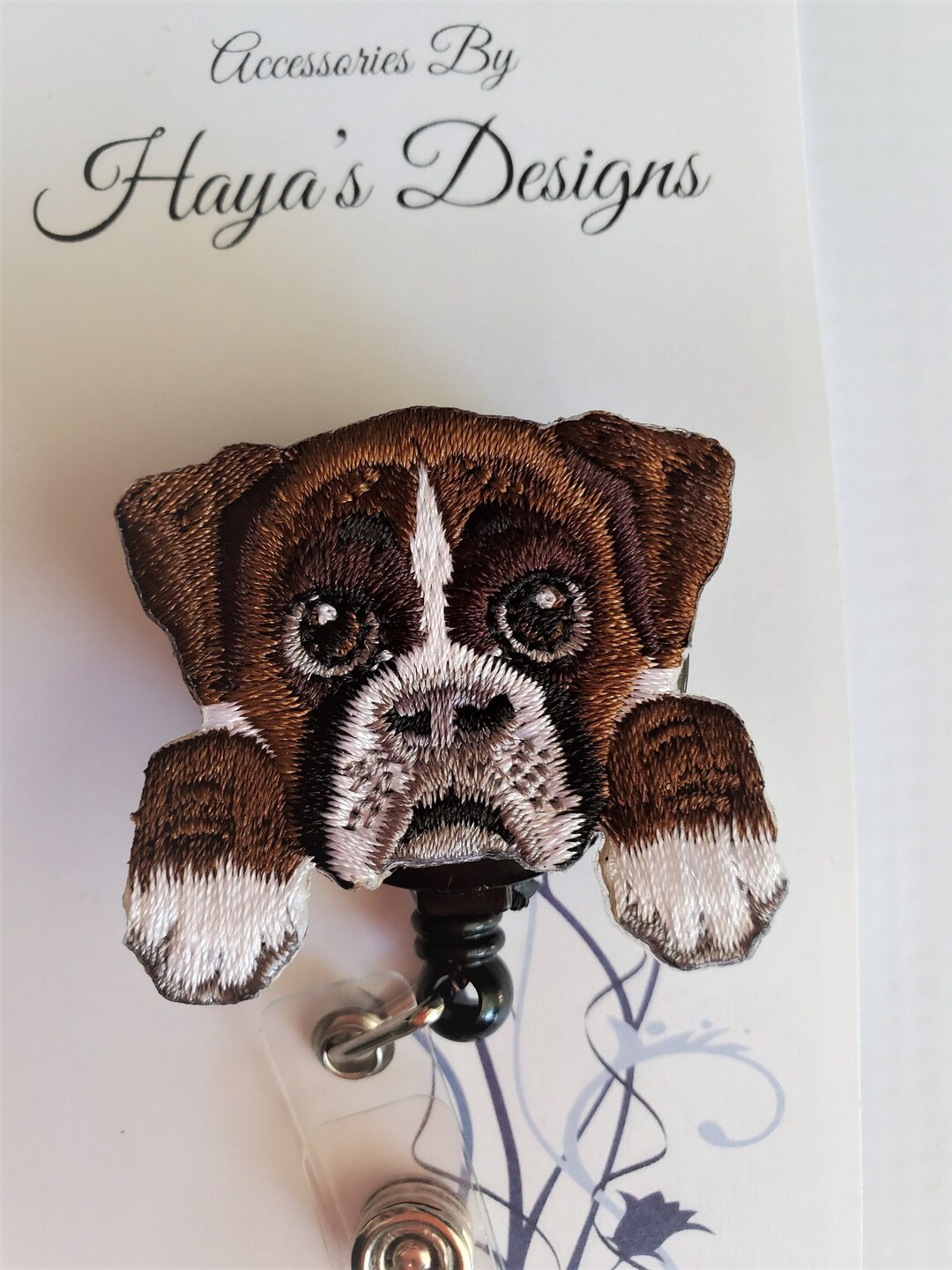 Boxer Badge Reel MRI Safe Badge ID Badge Dog Lover Badge Reels Dog Mom ...