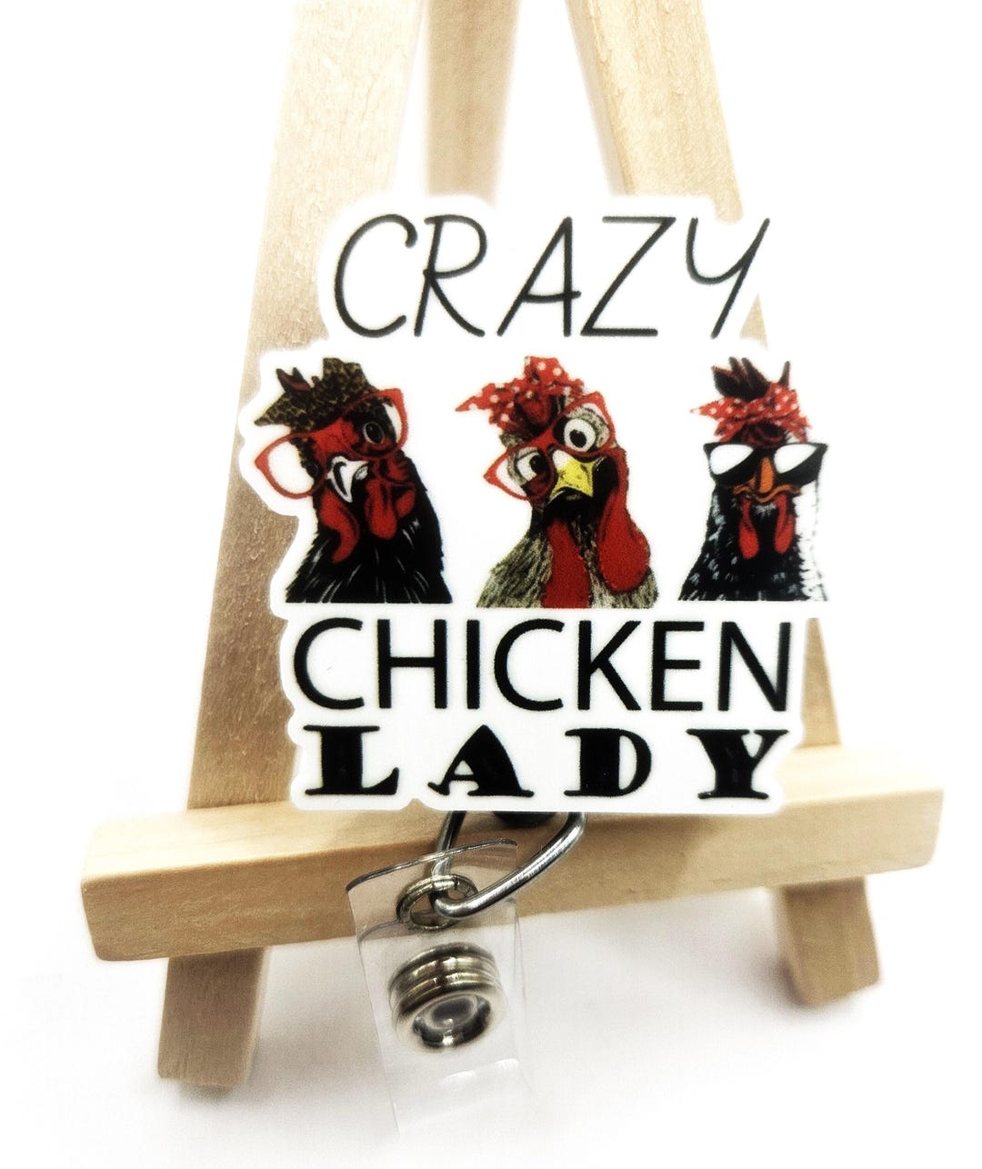 Crazy Chicken Lady Badge Reel: Nurse, Teacher, Veterinarian Gift - Etsy