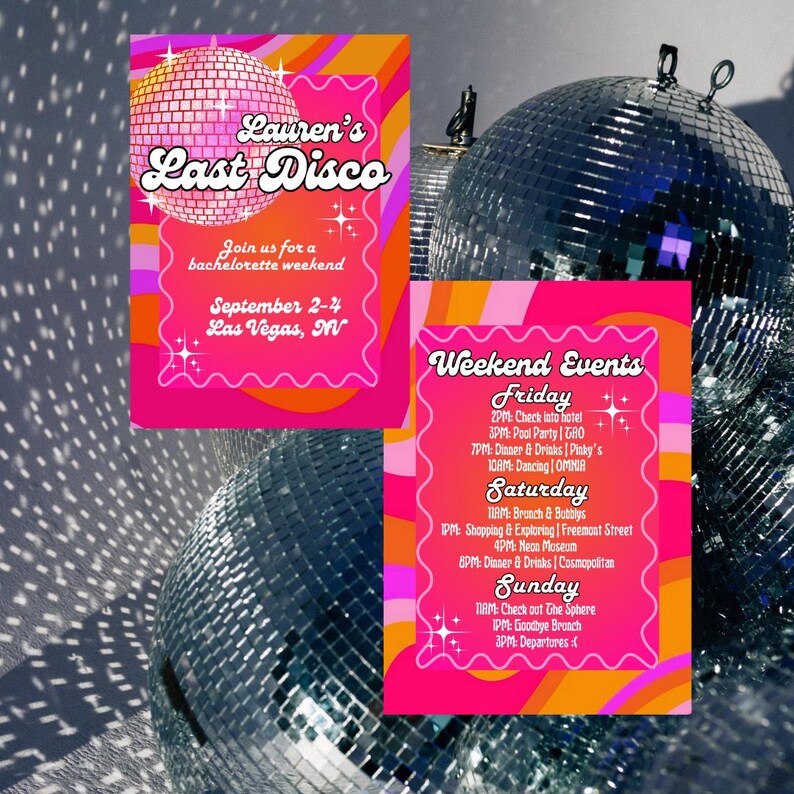 Editable Last Disco Bachelorette or Bridal Shower Invitation Template ...