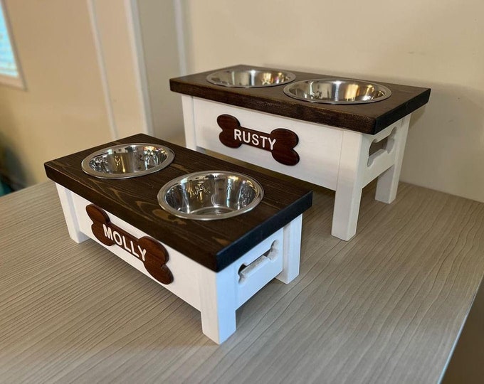 Personalized Pet Food Stand -custom Dog Bowl Stand - Elevated Dog ...