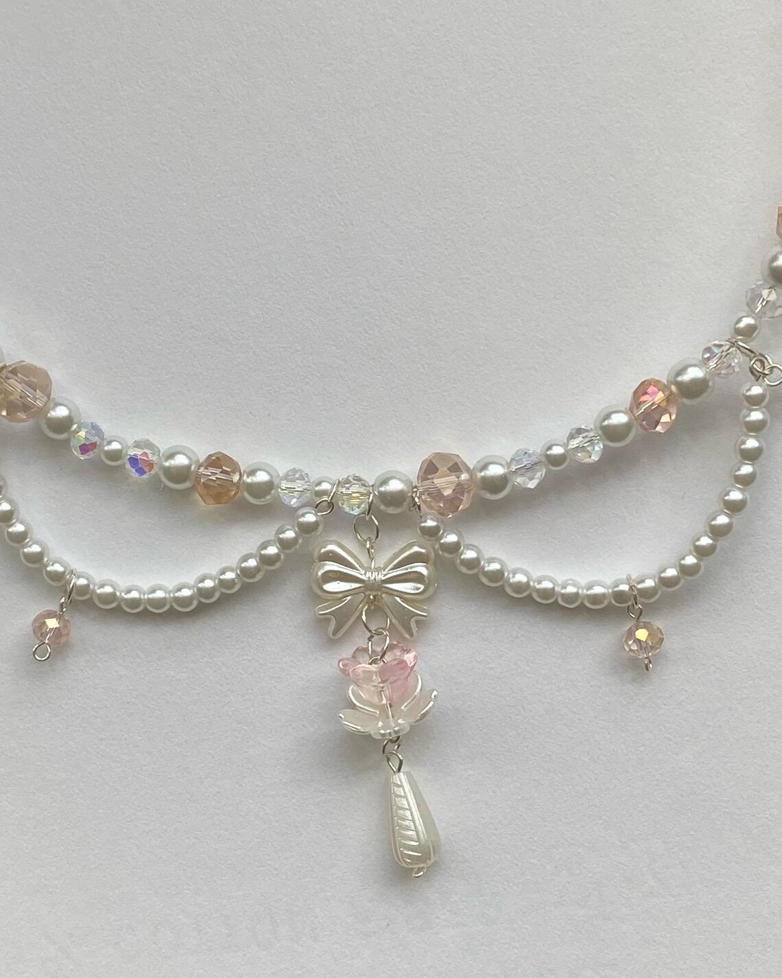 Dainty Floral Coquette Necklace - Etsy