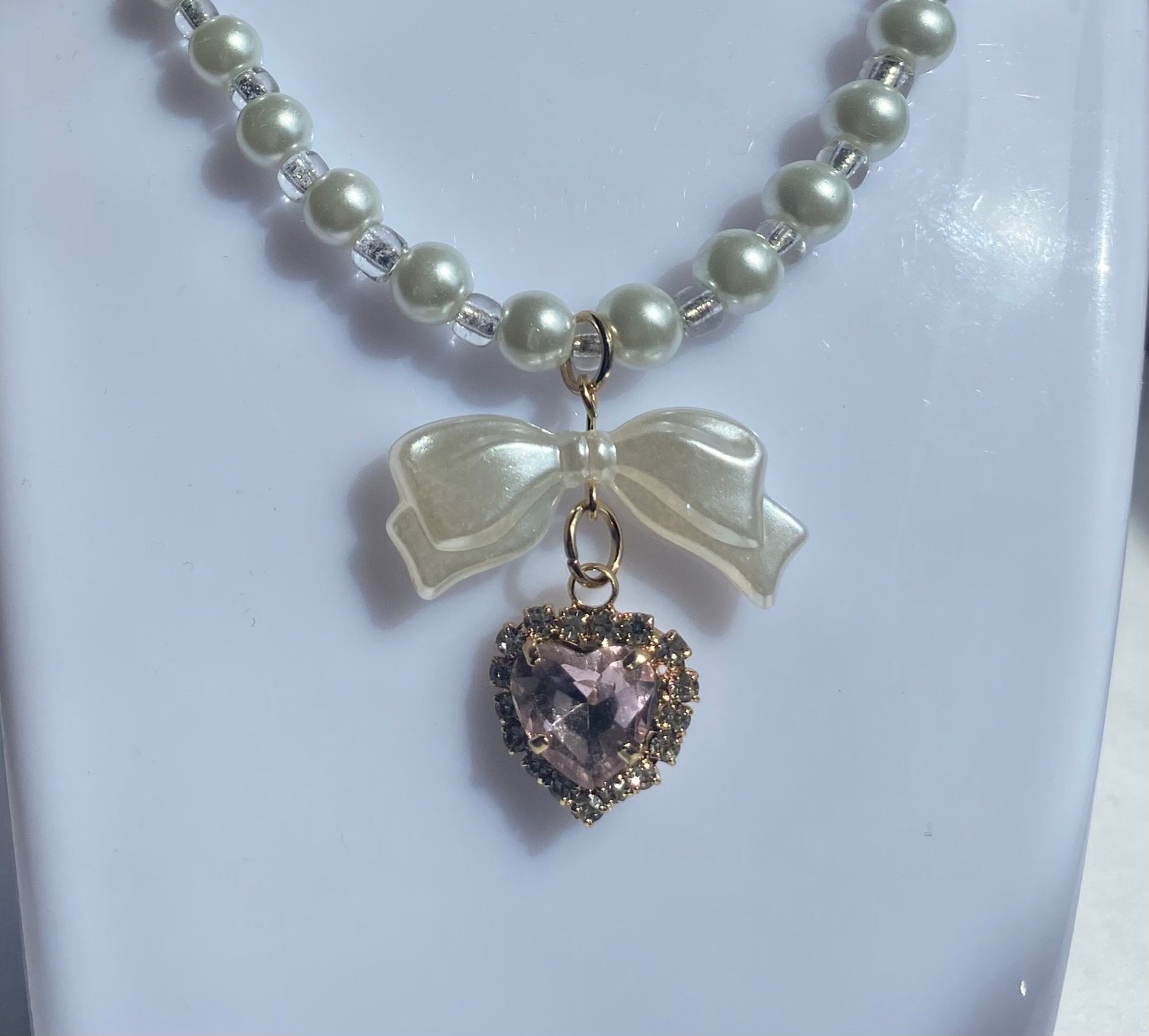 Dainty Coquette Princess Pink Necklace - Etsy